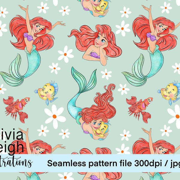 Mermaid Seamless Pattern - Etsy