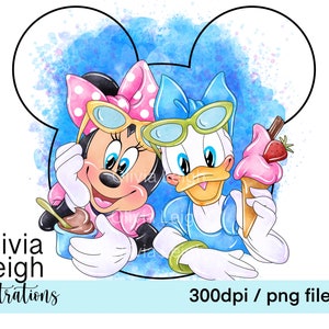 Minnie and Daisy Cute Clipart Sublimation PNG Files DIGITAL DOWNLOAD ...
