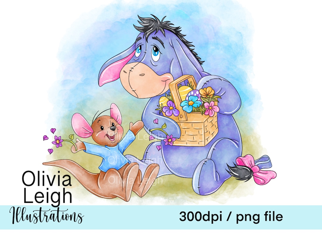 Winnie the Pooh Eeyore and Roo Cute Clipart PNG Files DIGITAL DOWNLOAD ...