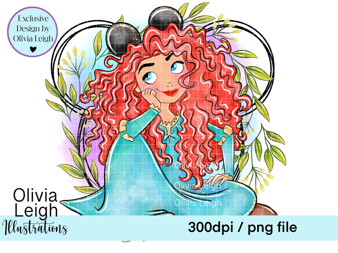 Cute Floral Princess Merida, Brave, Clipart Sublimation PNG Files ...
