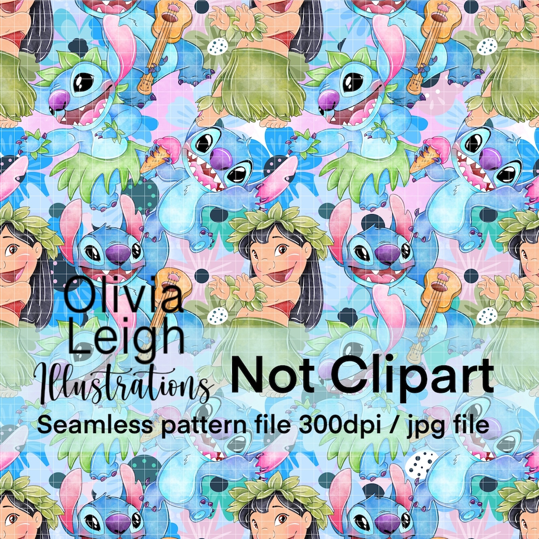 Cute Lilo and Stitch Seamless Pattern. Digital Paper. DIGITAL DOWNLOAD ...