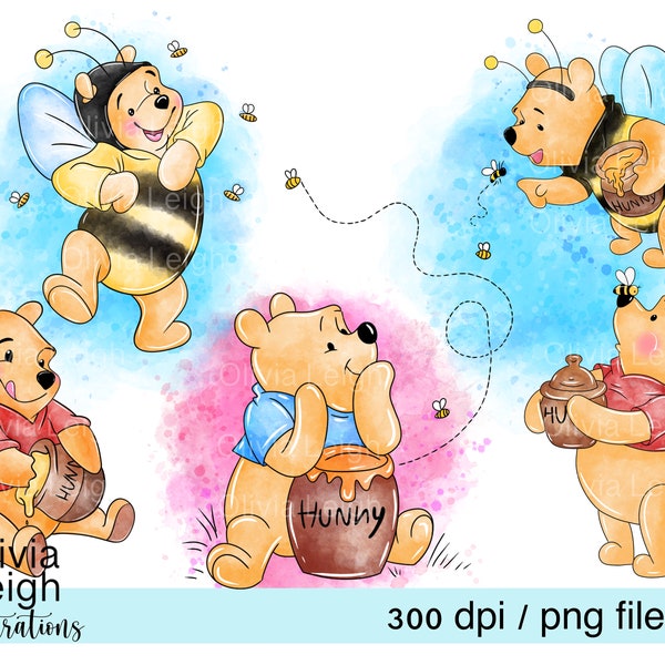 Winnie the Pooh Bee Clipart - Etsy