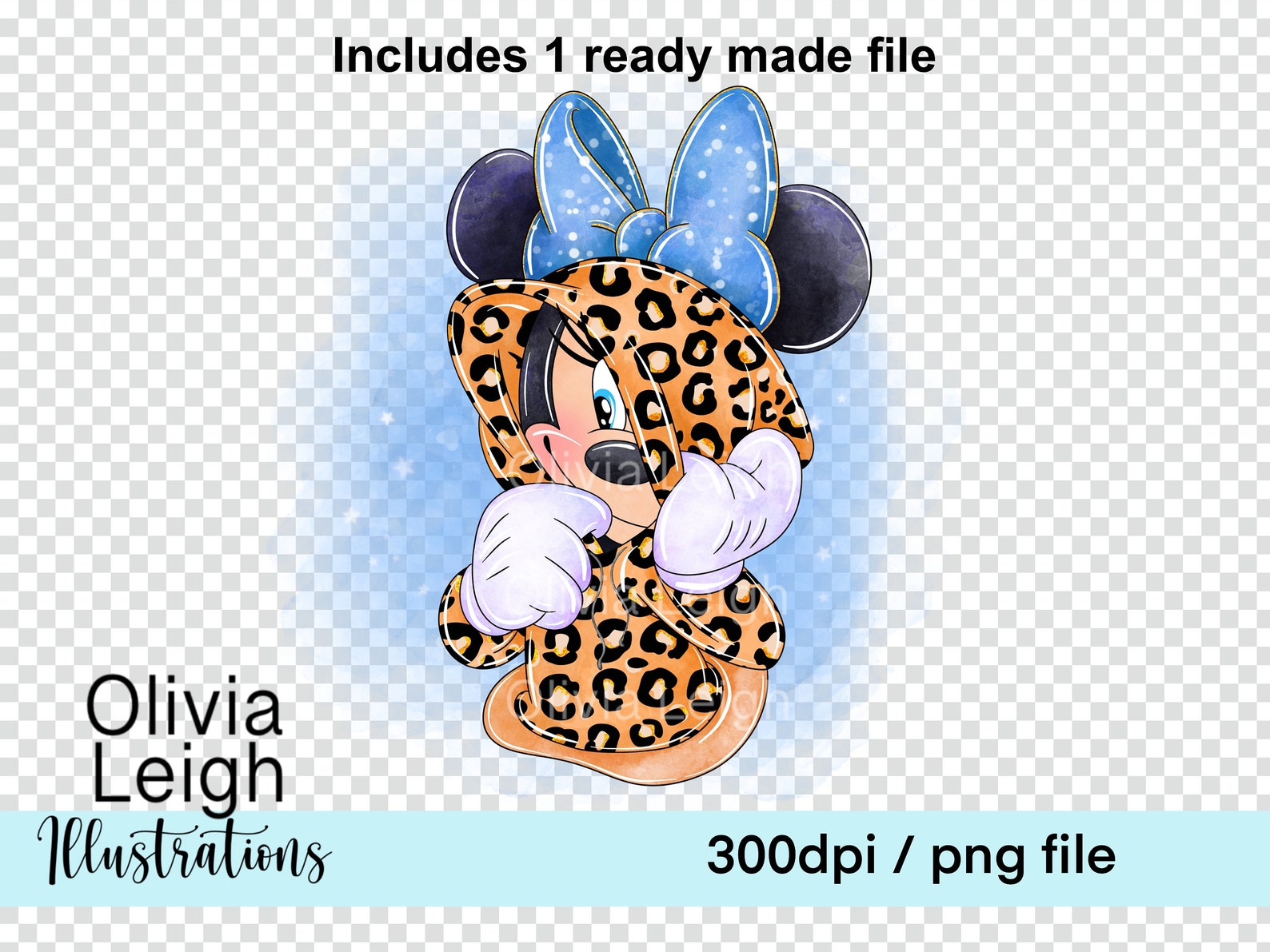 Minnie Cute Leopard Print Clipart PNG Files DIGITAL DOWNLOAD - Etsy