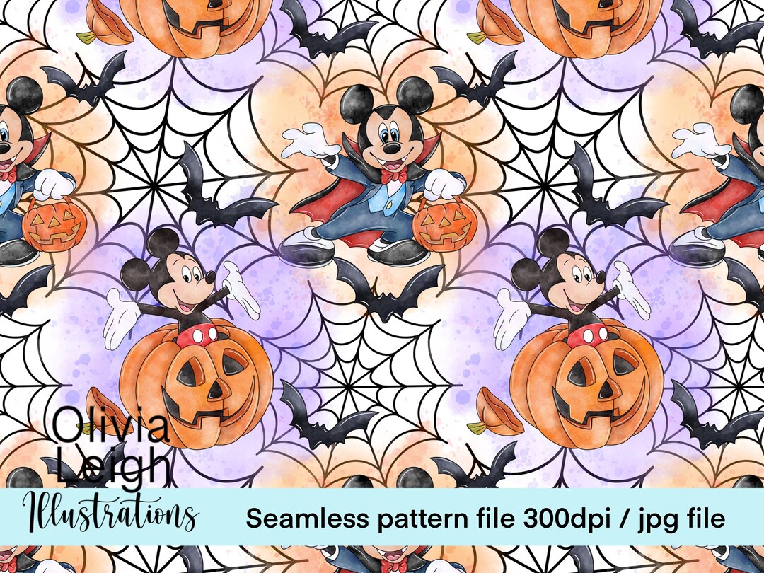 Cute Halloween Mickey Mouse Seamless Pattern. Digital Paper. - Etsy
