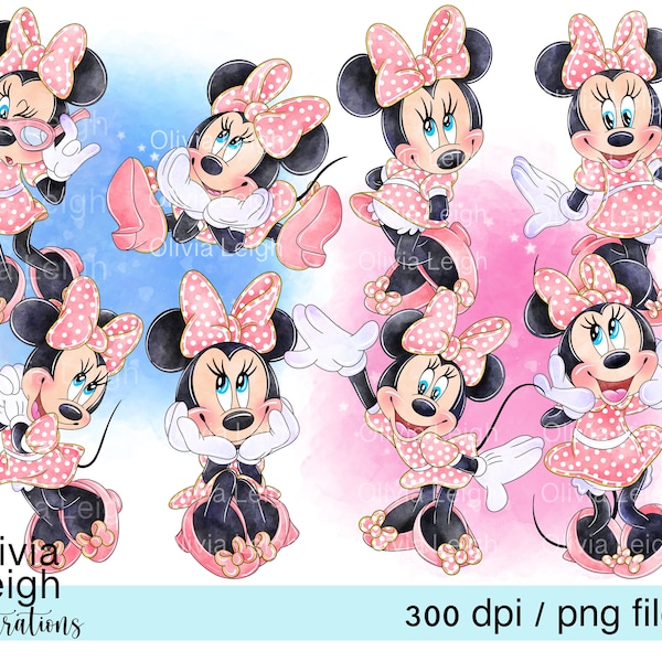 Pink Mini Mouse Clipart - Etsy