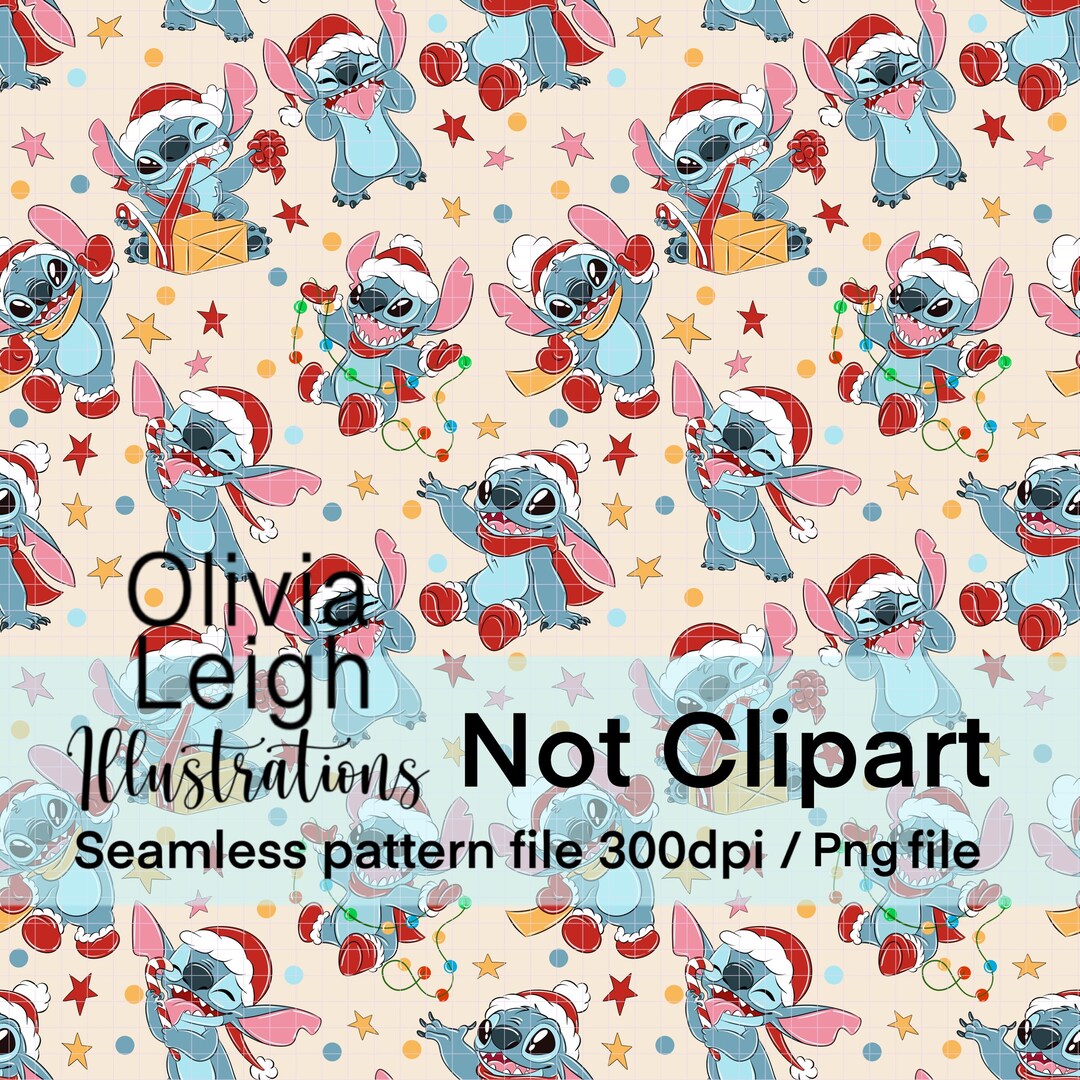 Cute Stitch Christmas Seamless Repeat Pattern. Digital Paper. DIGITAL ...