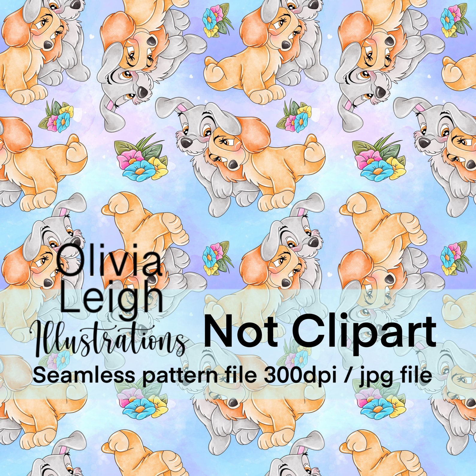 Cute Lady and the Tramp Dog Puppy Seamless Pattern. Digital - Etsy