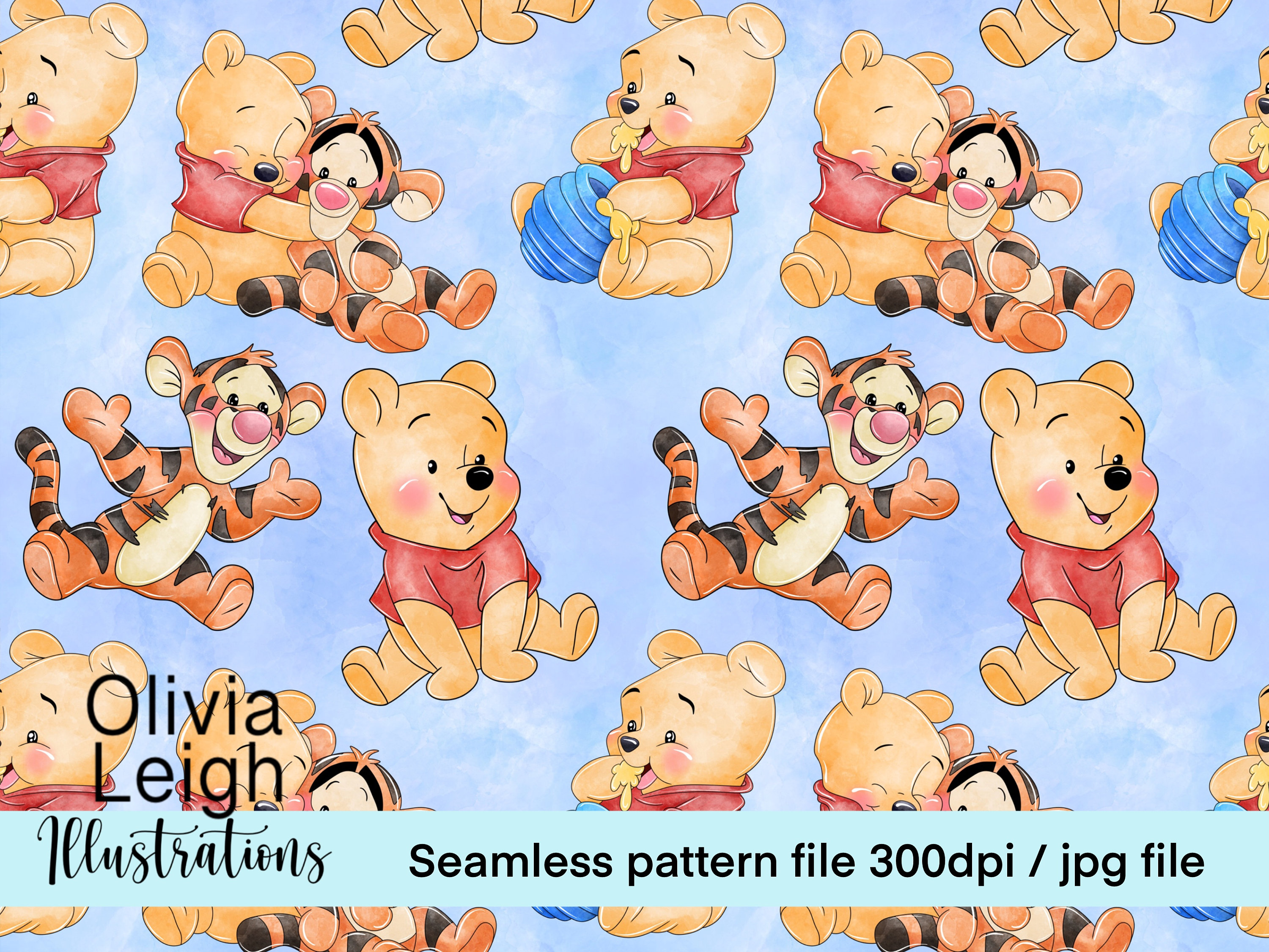 Cute Baby Winnie the Pooh and Tigger Seamless Pattern. Digital - Etsy UK