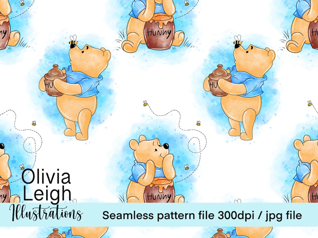 Cute Winnie the Pooh Seamless Pattern. Digital Paper. DIGITAL DOWNLOAD ...