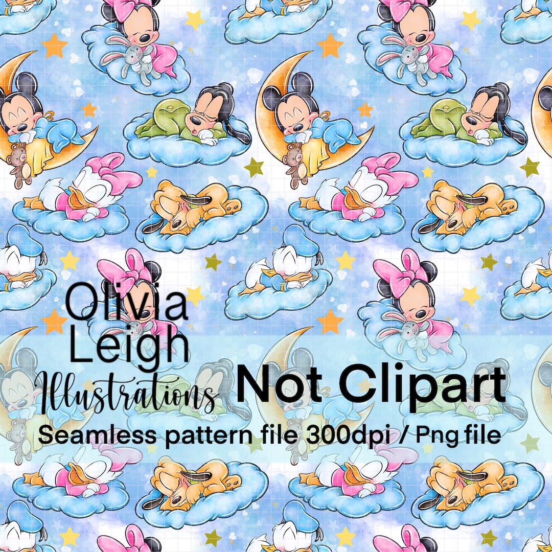 Cute Baby Mickey and Minnie Mouse Seamless Repeat Pattern. Digital ...