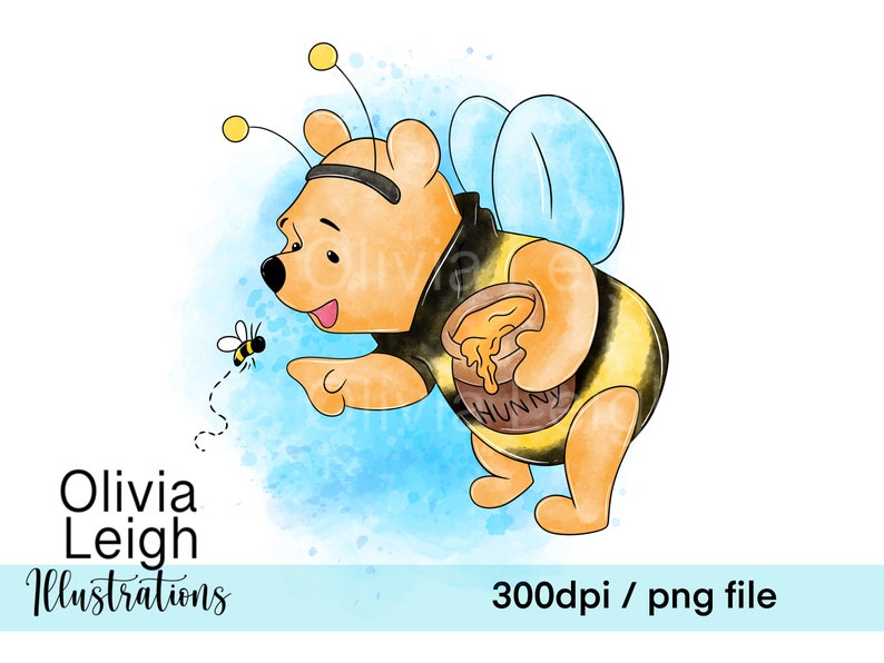 Winnie the Pooh Bee Cute Clipart PNG Files DIGITAL DOWNLOAD - Etsy