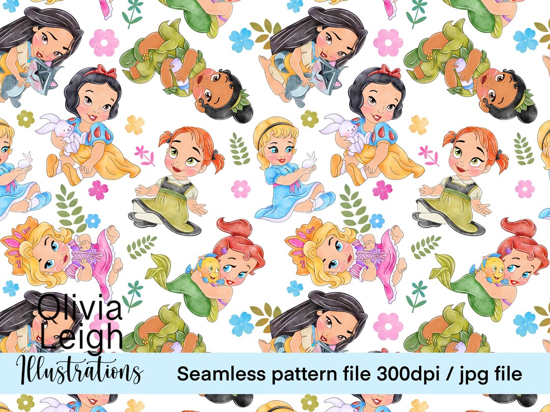 Cute Toddler Baby Princess Seamless Pattern. Tiana Snow - Etsy