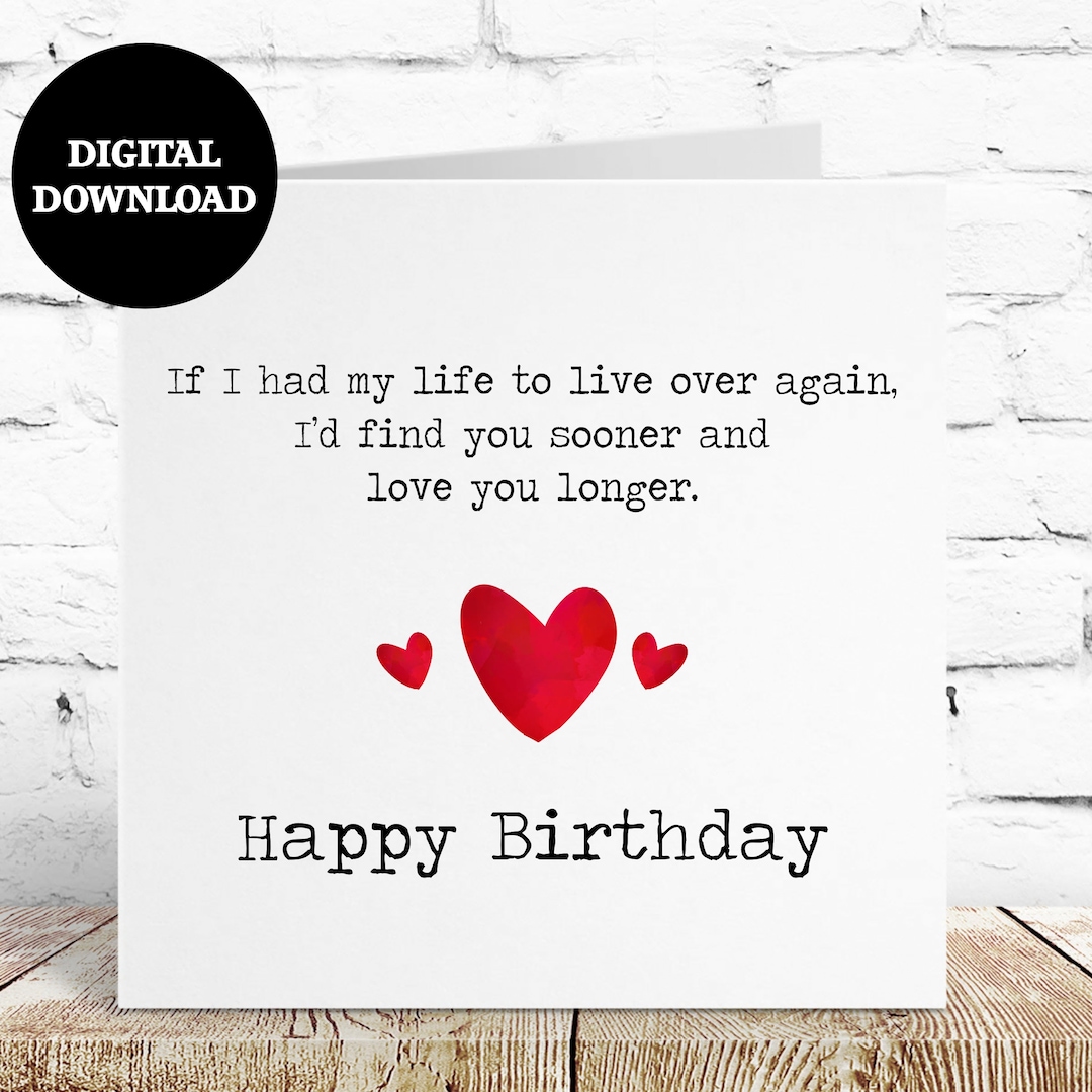 Partner, Husband, Girlfriend Birthday Card DIGITAL DOWNLOAD Printable ...