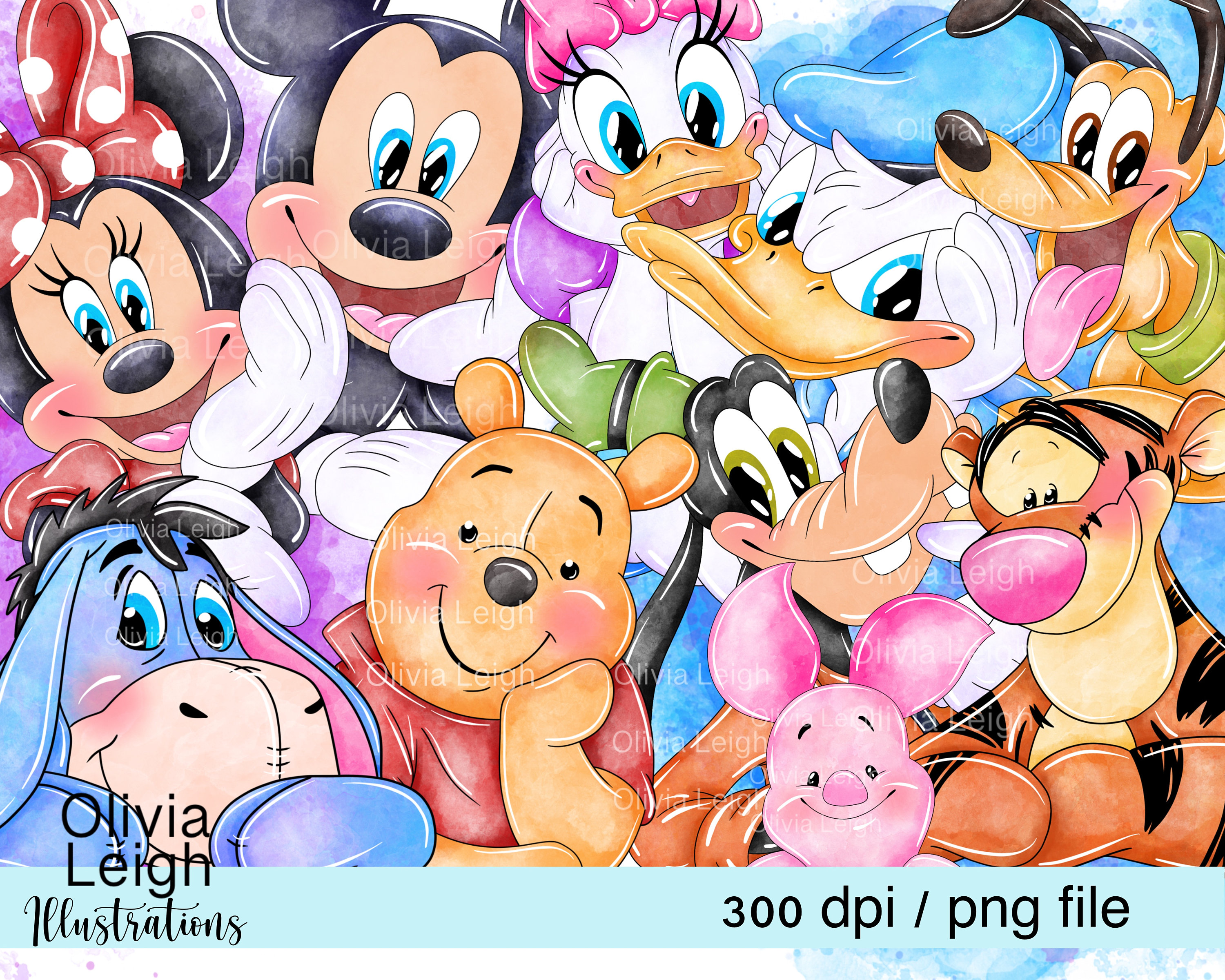 Mickey and Friends Cute Clipart Set PNG Files DIGITAL DOWNLOAD - Etsy ...