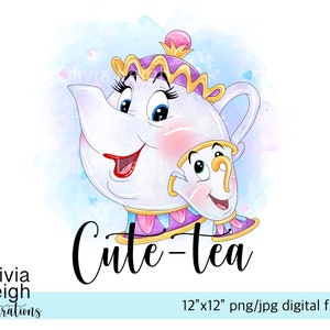 Mrs Potts and Chip PNG Sublimation Quote Clipart Files DIGITAL DOWNLOAD ...