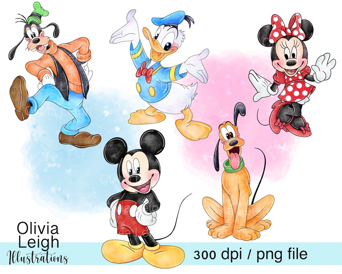 Set of Mickey Mouse and Friends Cute Clipart PNG Files DIGITAL - Etsy