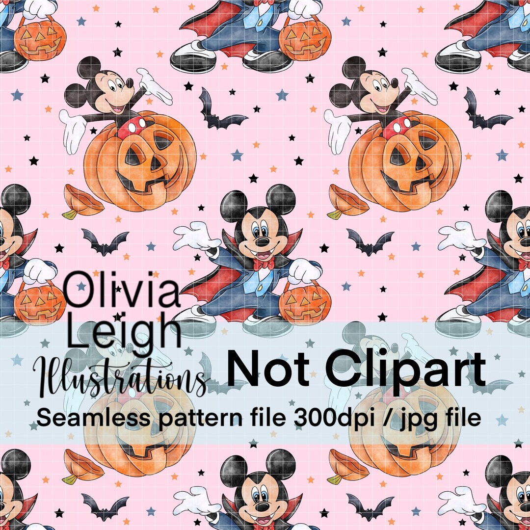 Halloween Mickey Seamless Repeat Pattern. Digital Paper. DIGITAL ...