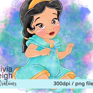 Set of Baby Toddler Princesses Cinderella, Belle, Jasmine. Ariel, Cute ...