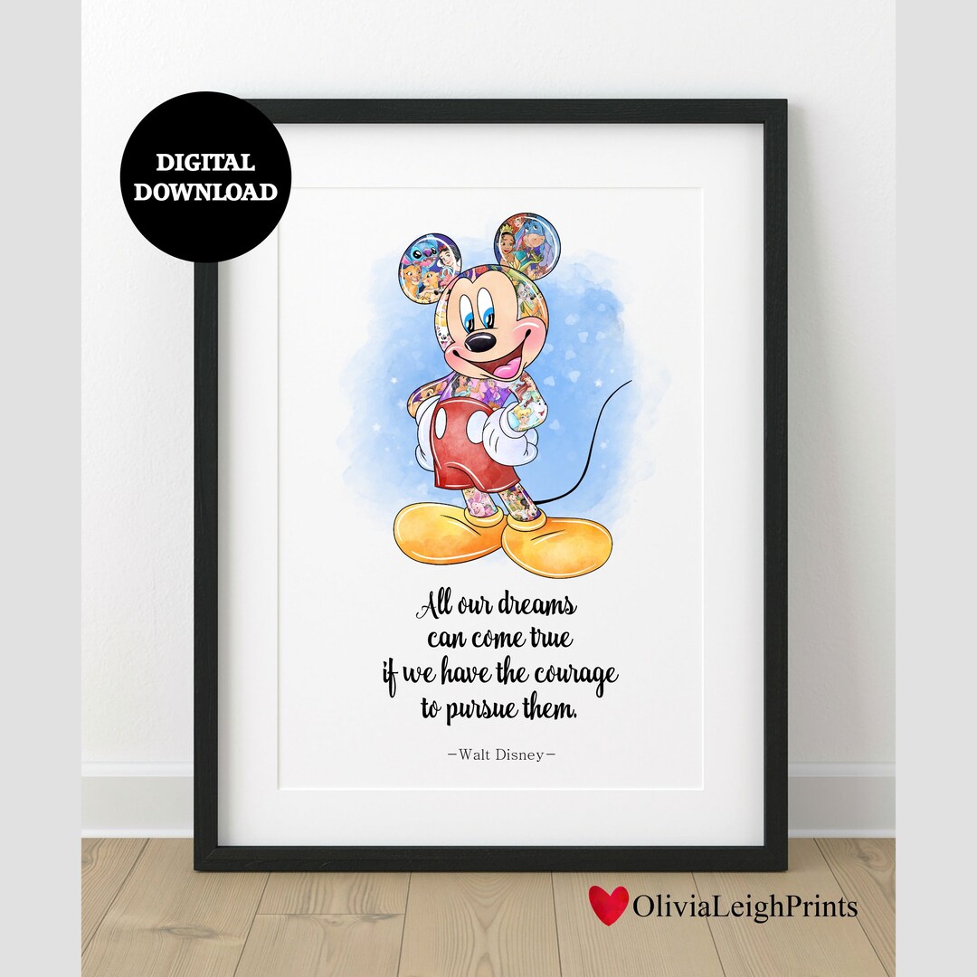 Mickey Mouse Watercolour Word Art Quote Print-wall Art-gift-nursery ...