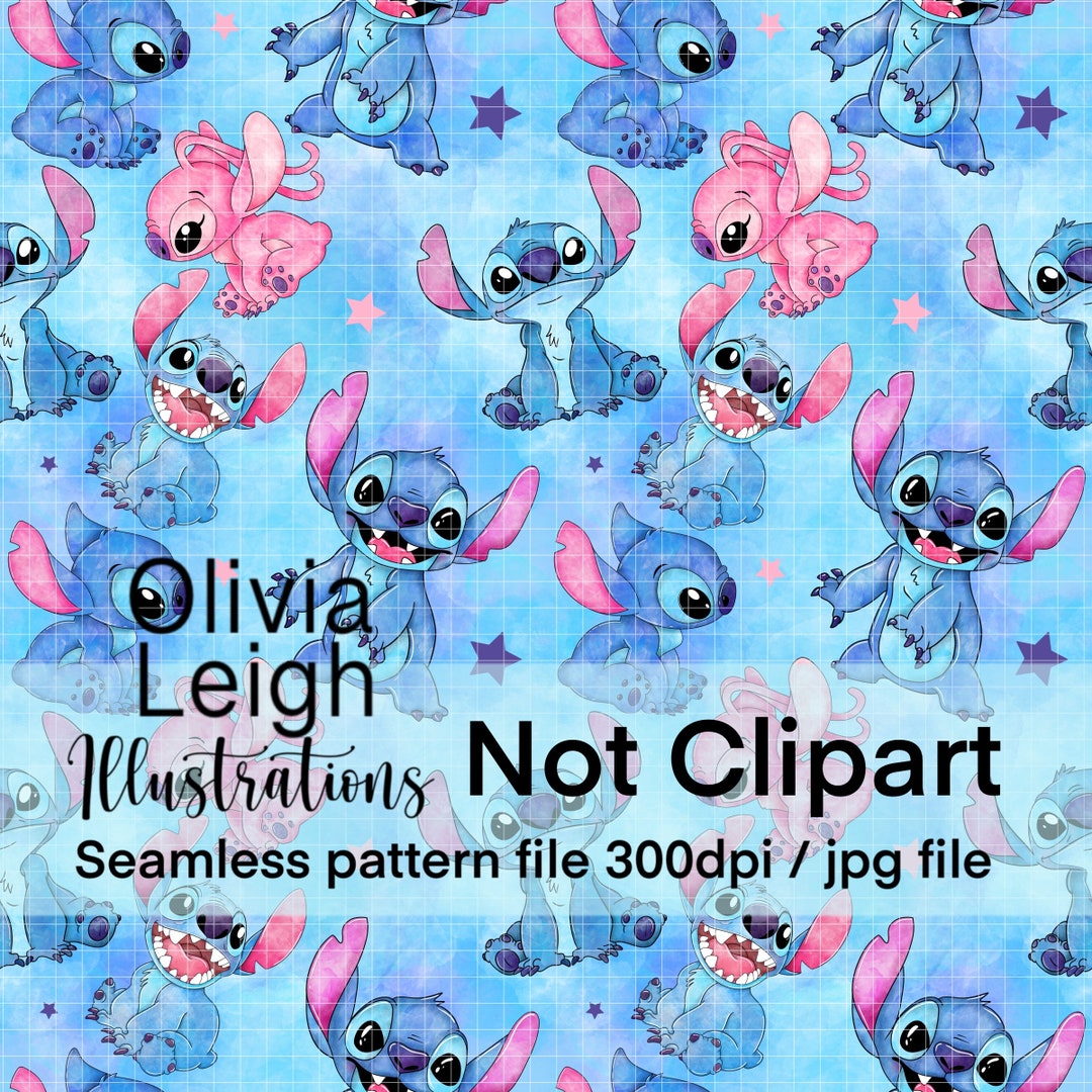 Cute Stitch and Angel Seamless Pattern. Digital Paper. DIGITAL DOWNLOAD ...