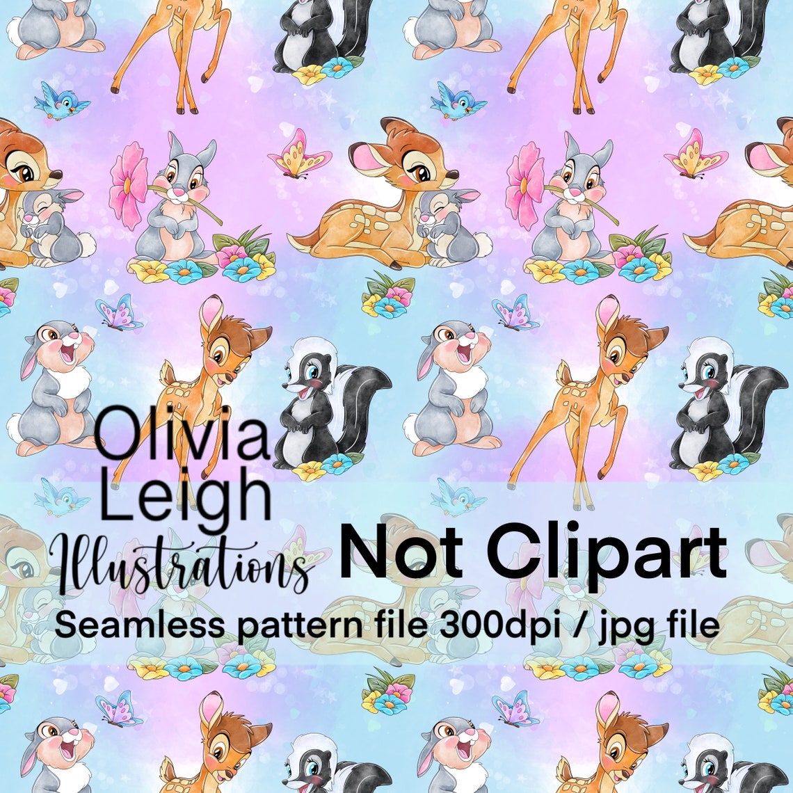 Bambi Cute Seamless Pattern. Digital Paper. DIGITAL DOWNLOAD - Etsy