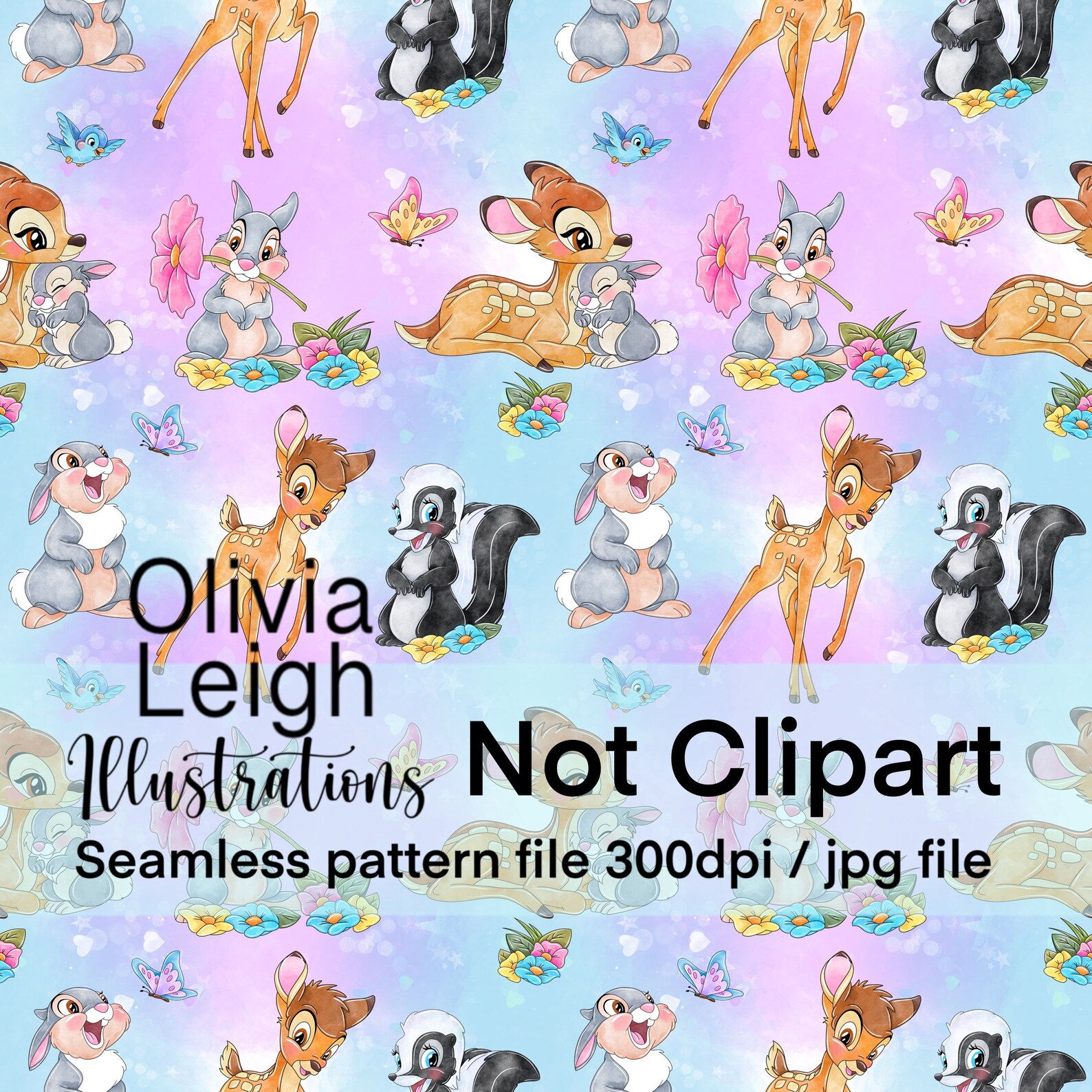 Bambi Cute Seamless Pattern. Digital Paper. DIGITAL DOWNLOAD - Etsy