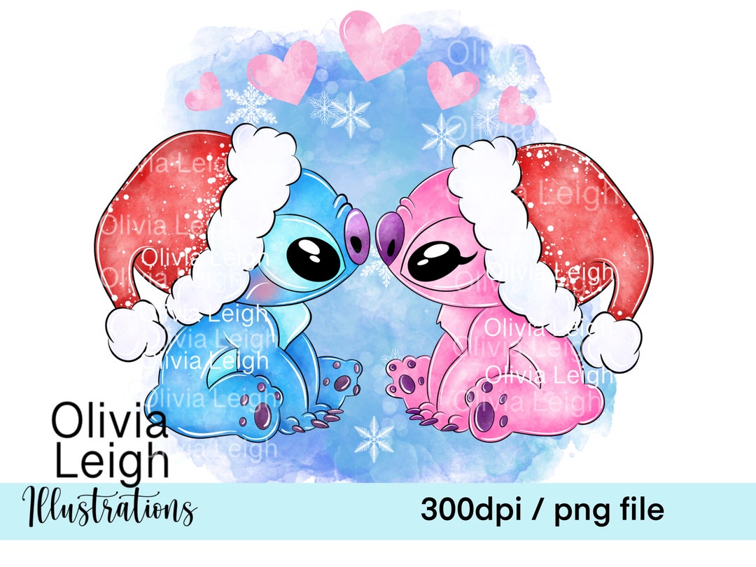 Stitch and Angel Cute Christmas Clipart Sublimation PNG Files DIGITAL ...