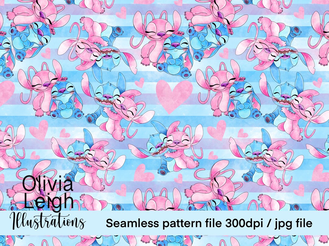 Cute Stitch and Angel Seamless Pattern. Digital Paper. DIGITAL - Etsy