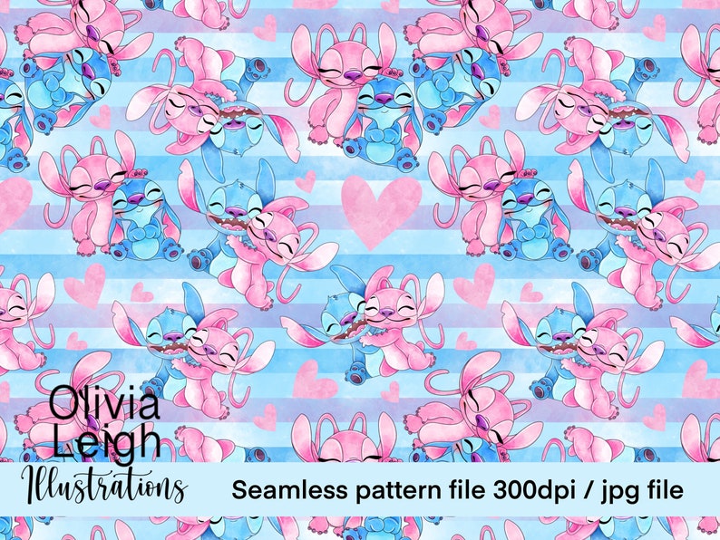 Cute Stitch and Angel Seamless Pattern. Digital Paper. DIGITAL - Etsy