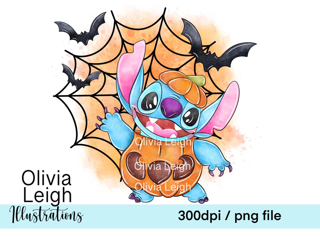 Stitch Cute Halloween Pumpkin Clipart PNG File DIGITAL DOWNLOAD ...