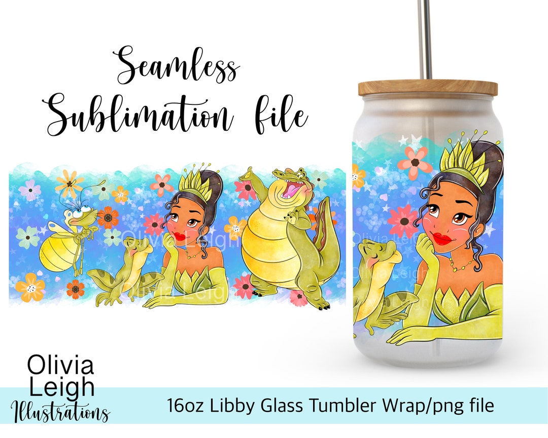 Princess Tiana Wrap PNG File DIGITAL DOWNLOAD 16oz Glass Tumbler Design ...