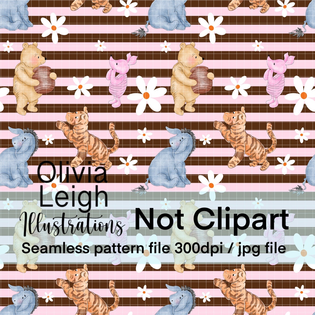 Winnie the Pooh Bear and Eeyore Seamless Repeat Pattern. Digital Paper ...
