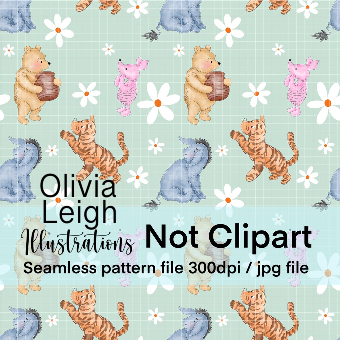 Winnie the Pooh Bear and Eeyore Seamless Repeat Pattern. Digital Paper ...