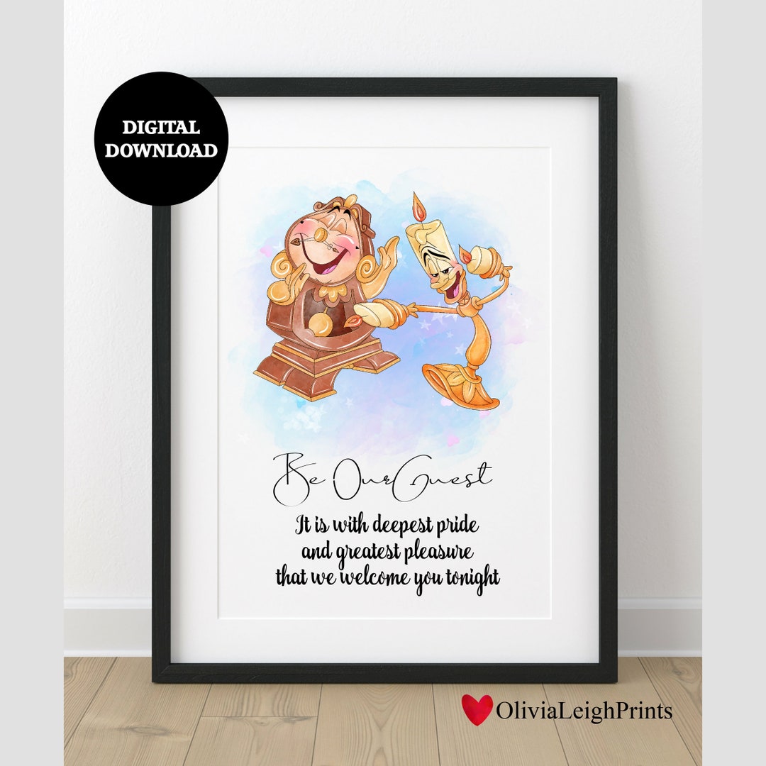 Cogsworth and Lumiere Watercolour Art Print-wall Art-gift-nursery ...