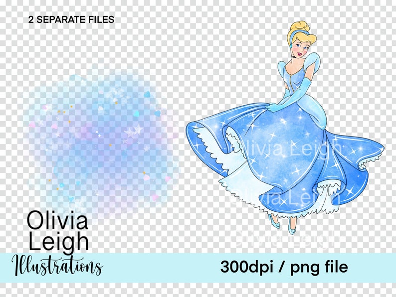Princess Cinderella Cute Clipart PNG Files DIGITAL DOWNLOAD - Etsy