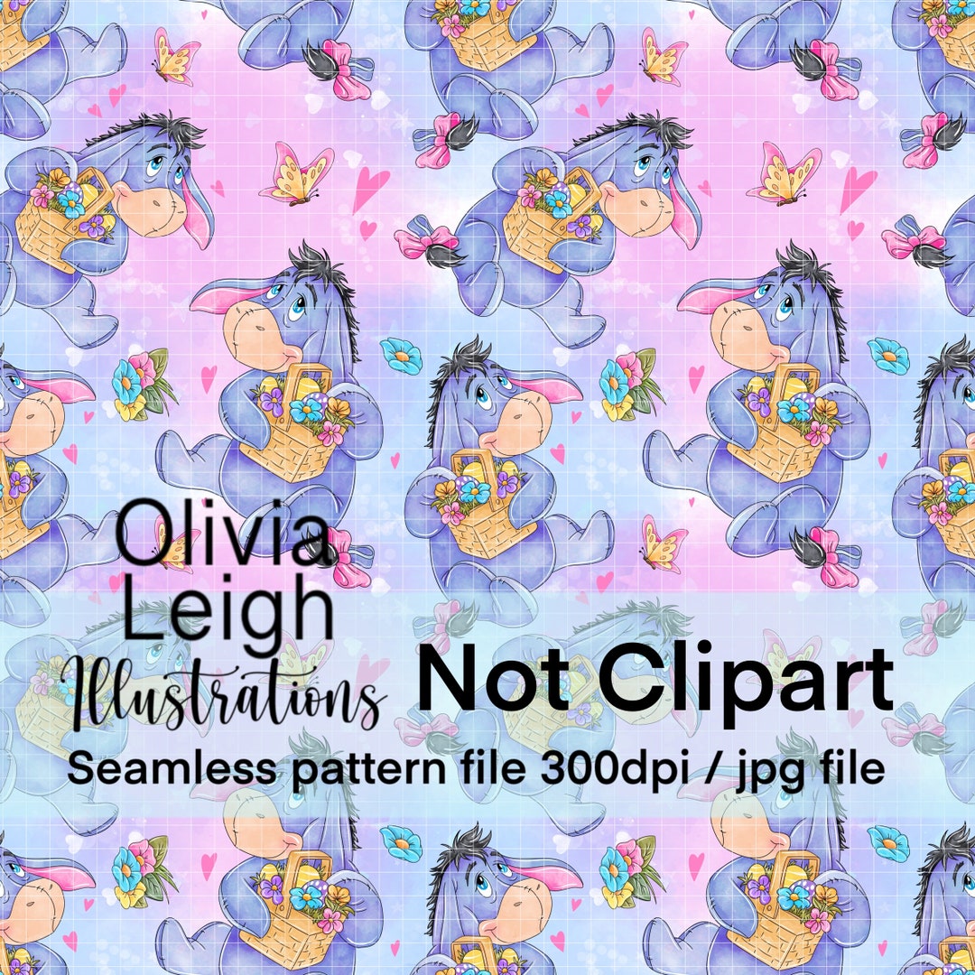 Cute Spring Time Winnie the Pooh, Eeyore Seamless Pattern. Digital ...