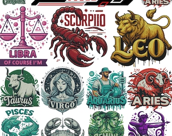 Zodiac Embroidery Design, 12 Signs of the Zodiac Embroidery, Horoscope ...