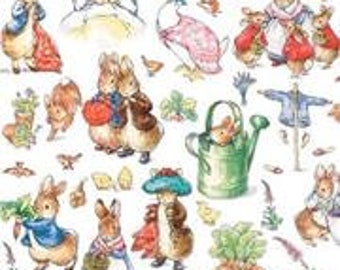 Beatrix Potter Fabric 1.5 Yards GARDEN TALES Peter Rabbit | Etsy