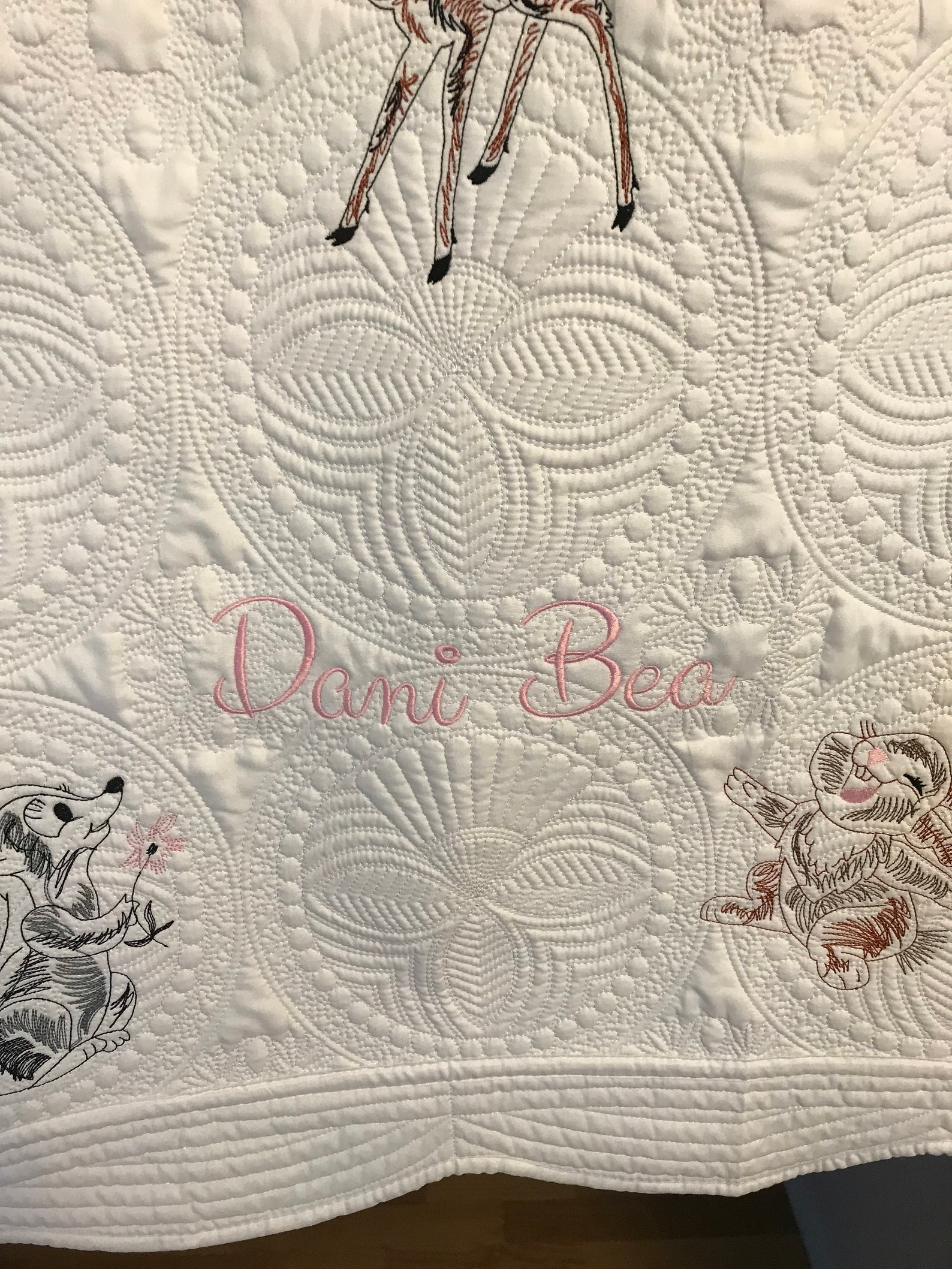 Bambi Baby Heirloom Quilt Embroidered With Vintage Bambi Designs - Etsy