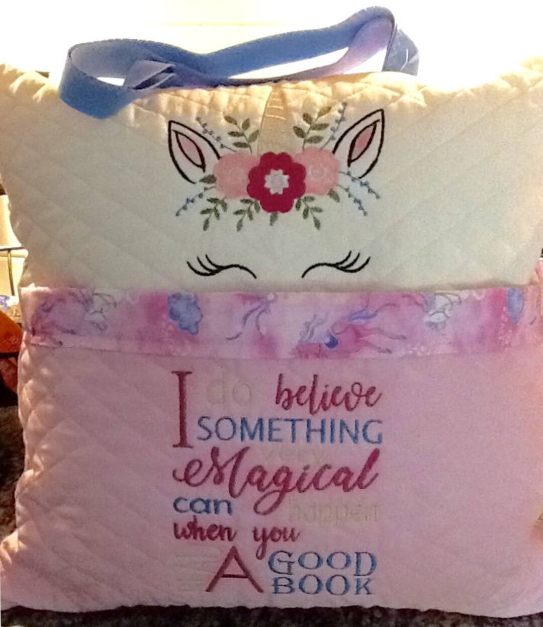 Unicorn Embroidered Reading Pillow Book Pillow - Etsy