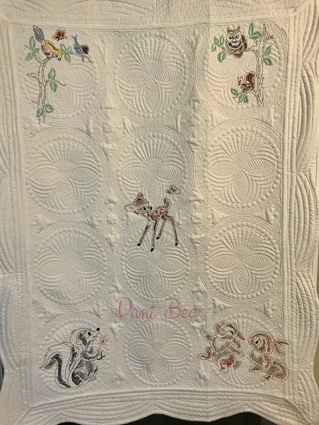 Bambi Baby Heirloom Quilt Embroidered With Vintage Bambi Designs - Etsy