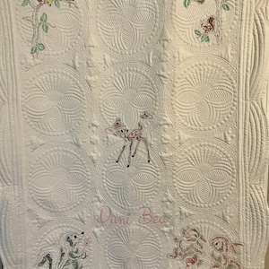 Bambi Baby Heirloom Quilt Embroidered With Vintage Bambi Designs - Etsy