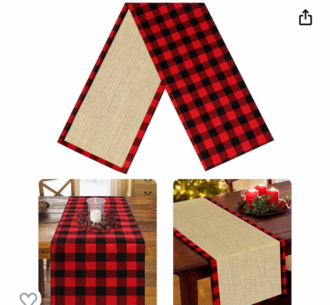 Burlap Buffalo Plaid Table Runner Embroidery Blank - Etsy