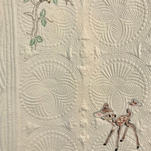 Bambi Baby Heirloom Quilt Embroidered With Vintage Bambi Designs - Etsy