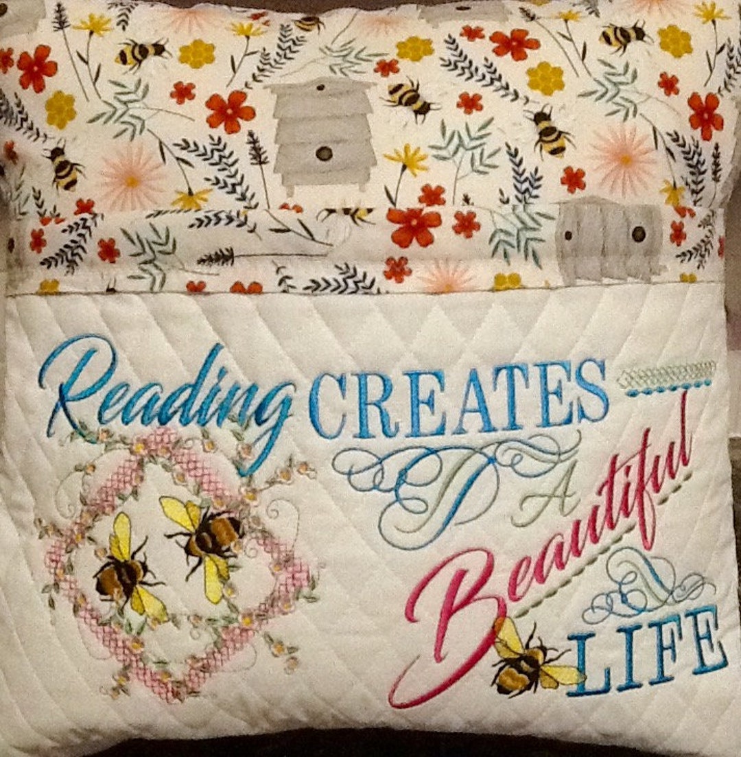Embroidered Reading Pillow Book Pillow - Etsy