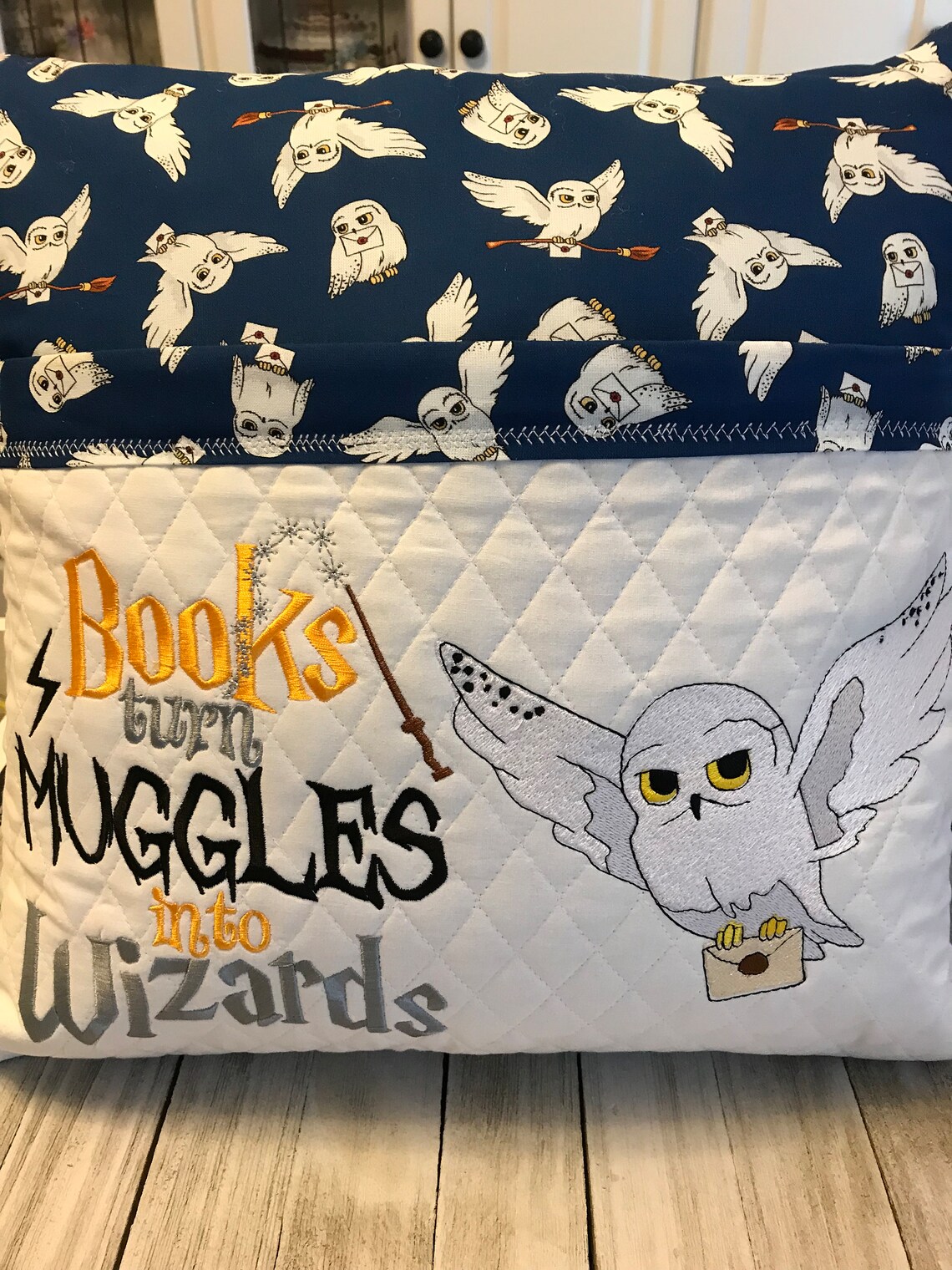 Hedwig Harry Potter Book Pillow Reading Pillow Embroidered - Etsy