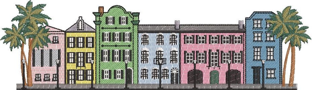 Rainbow Row Charleston Embroidery Design PES Only 6 X 10 - Etsy