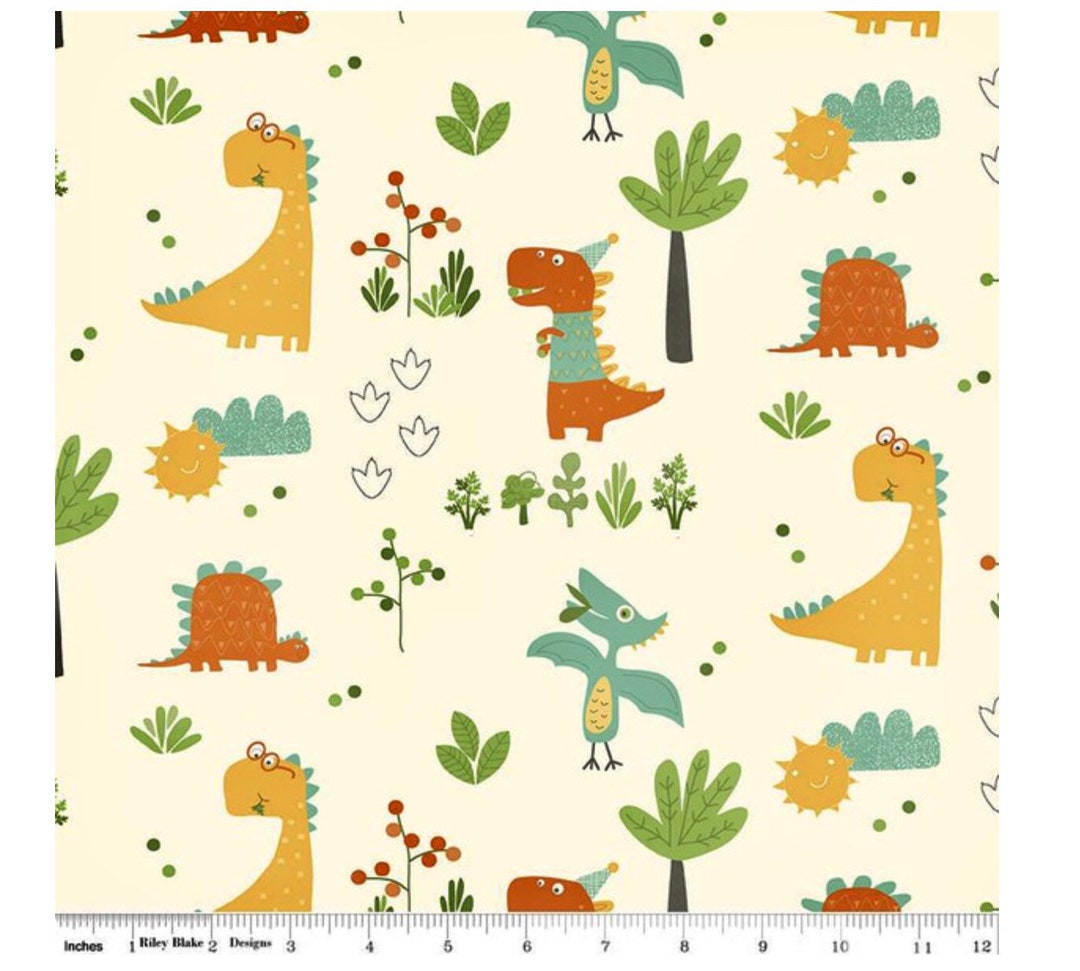 Eat Your Veggies Riley Blake Dinosaur Cotton Fabric - Etsy