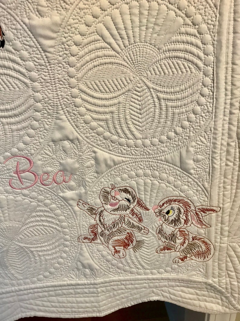 Bambi Baby Heirloom Quilt Embroidered With Vintage Bambi Designs - Etsy