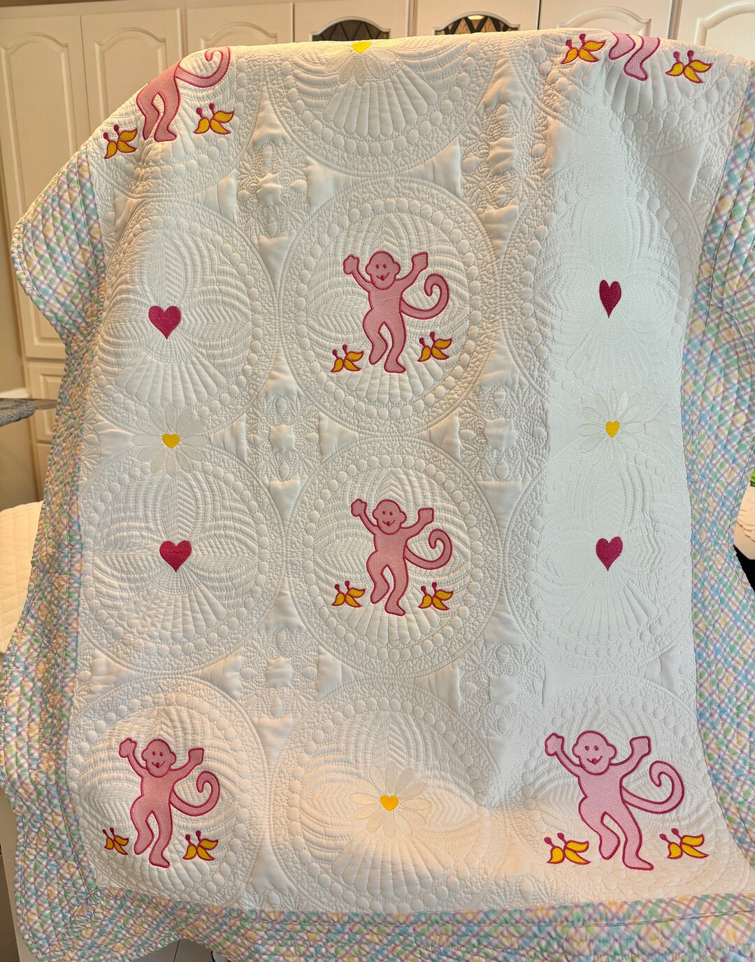 Preppy Monkey Embroidered Baby Blanket/quilt - Etsy
